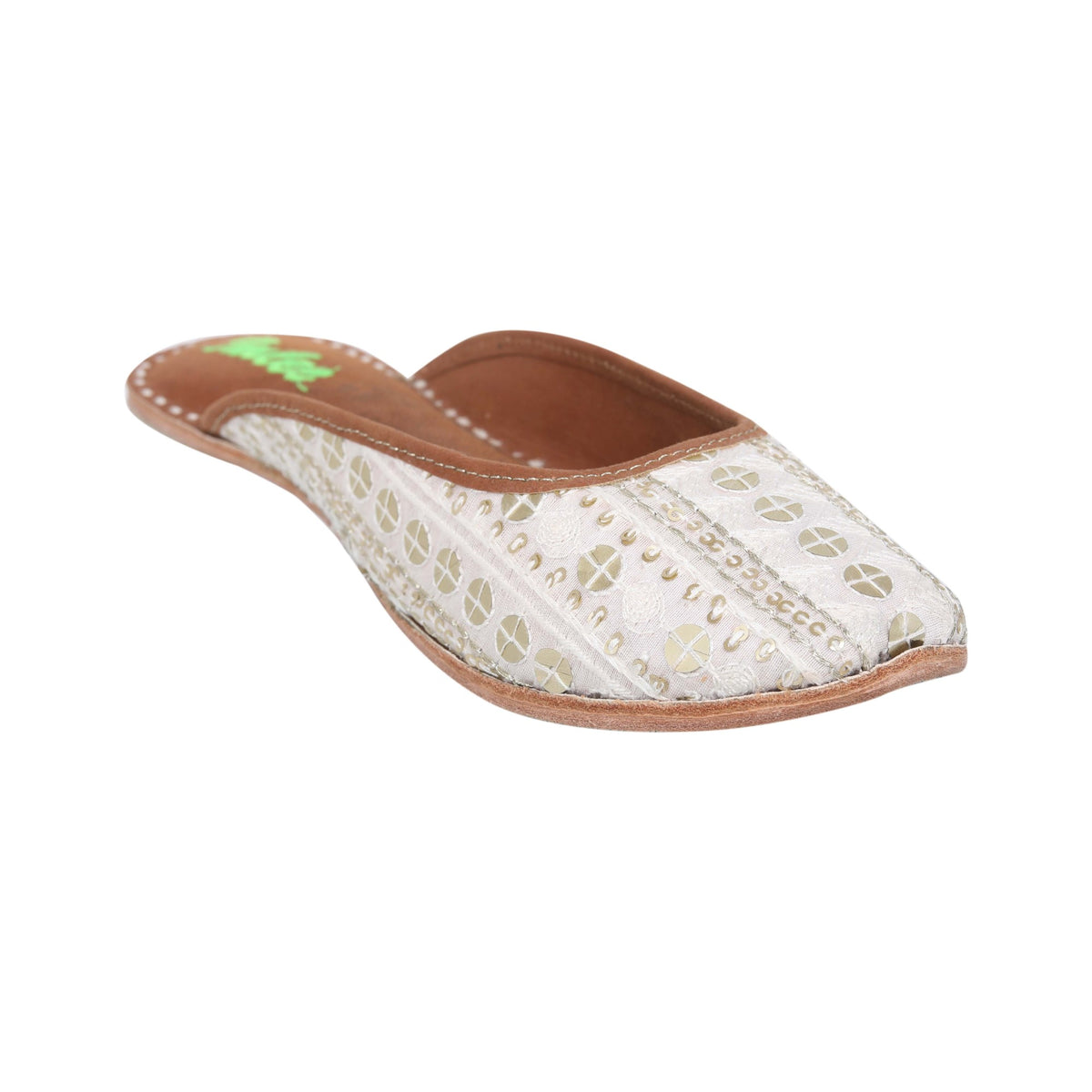 SERENDIPITY- OPEN - OFFWHITE CHIKAN WORK AND SEQUINS - OPEN BACK JUTTI ...